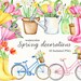 Watercolor Spring Decorations Clipart Set. Gardening Spring Flowers PNG ...