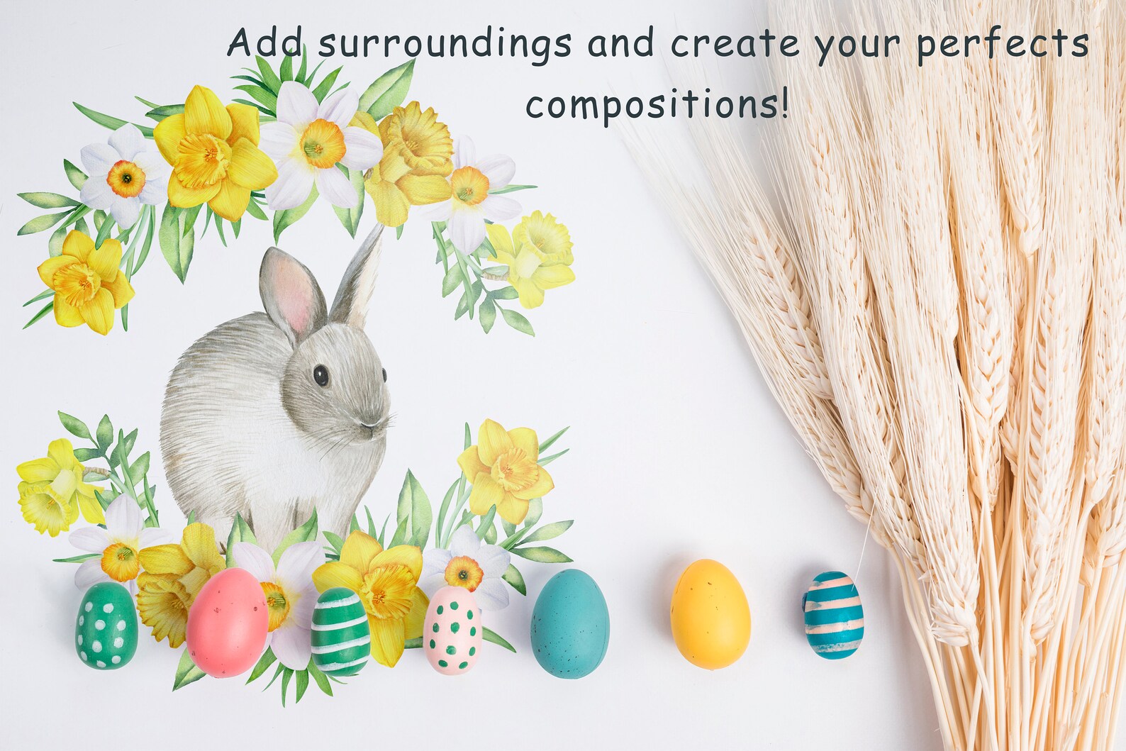 Watercolor Cute Rabbits Clipart Set. Hand Drawn Easter Spring Clip Art ...