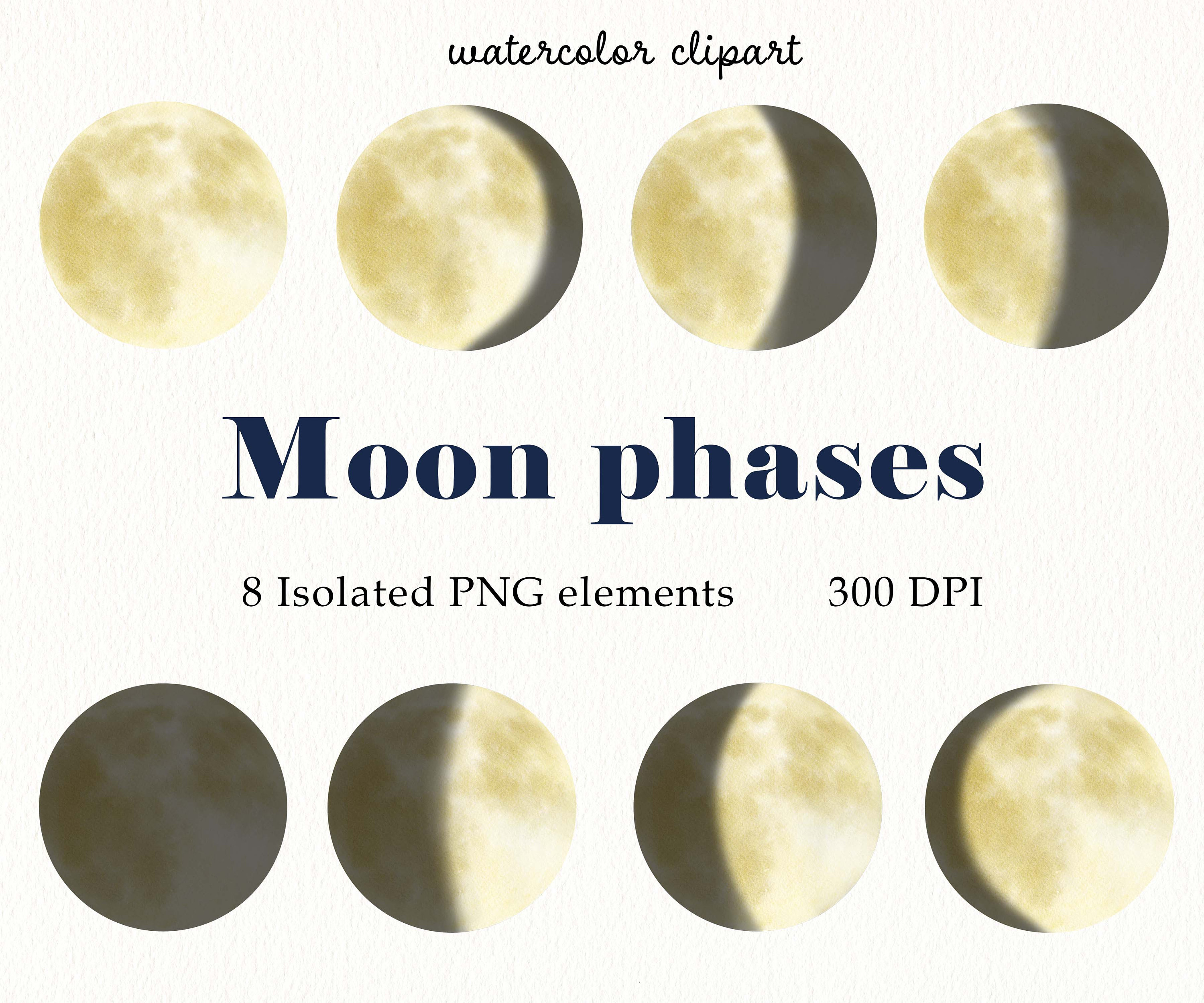 8 Moon Phases Clip Art