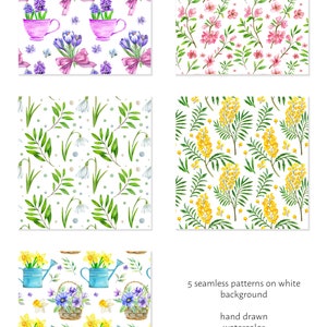 Watercolor Spring Flowers Digital Paper Pack. Hand Drawn - Etsy