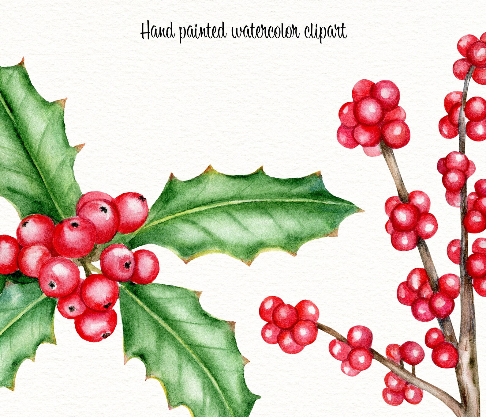 Christmas Watercolor Clipart. Winter Woodland Hand Painted Graphics ...
