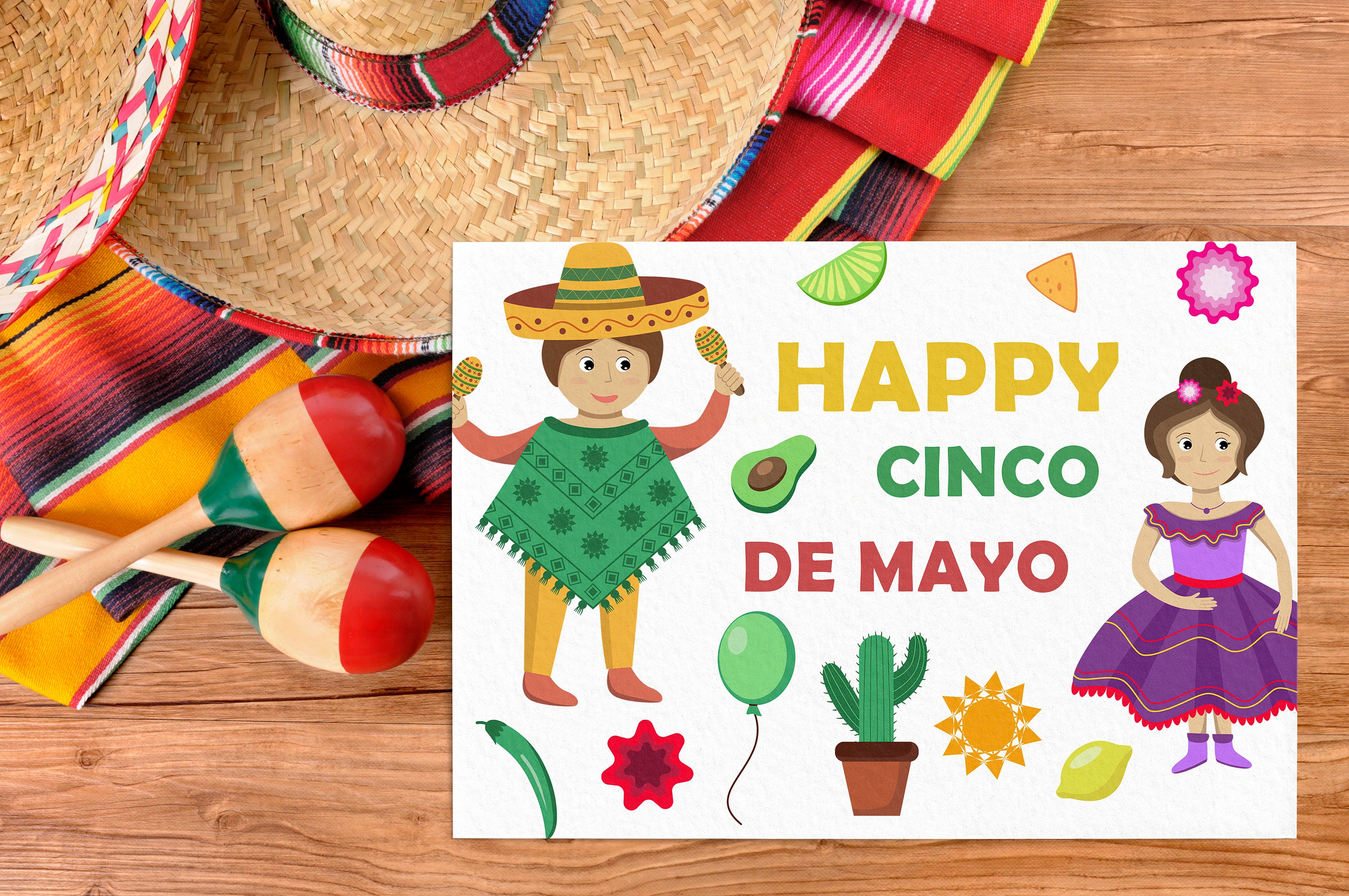 Cinco De Mayo Clipart Set. Mexican Fiesta Separated Elements. Summer ...