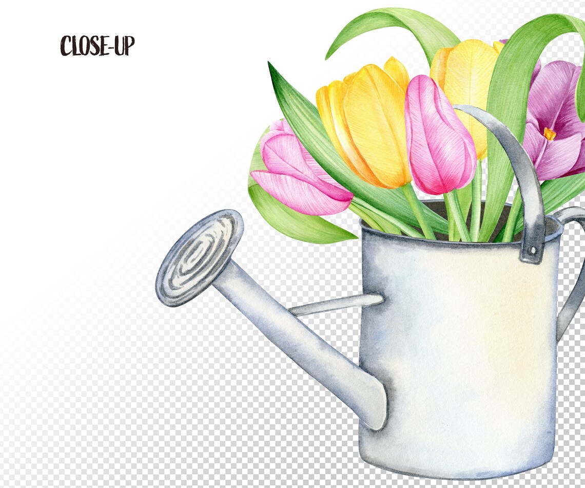 Watercolor Spring Decorations Clipart Set. Gardening Spring | Etsy