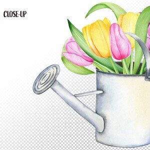 Watercolor Spring Decorations Clipart Set. Gardening Spring Flowers PNG ...