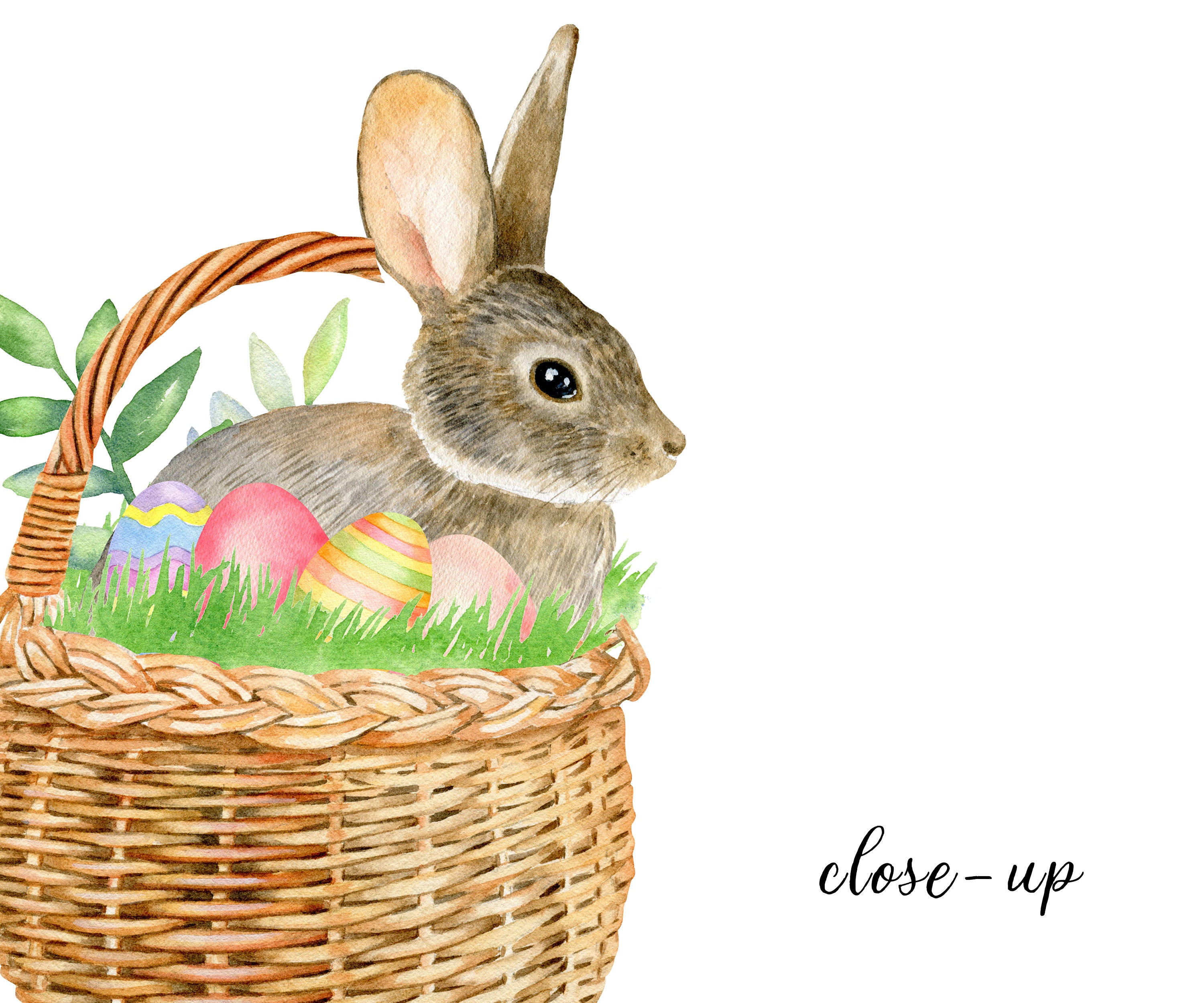 Watercolor Easter Rabbits Clipart Set. Hand Drawn Spring Clip Art With ...
