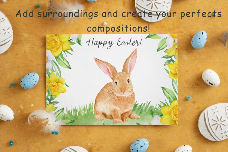 Watercolor Cute Rabbits Clipart Set. Hand Drawn Easter Spring Clip Art ...