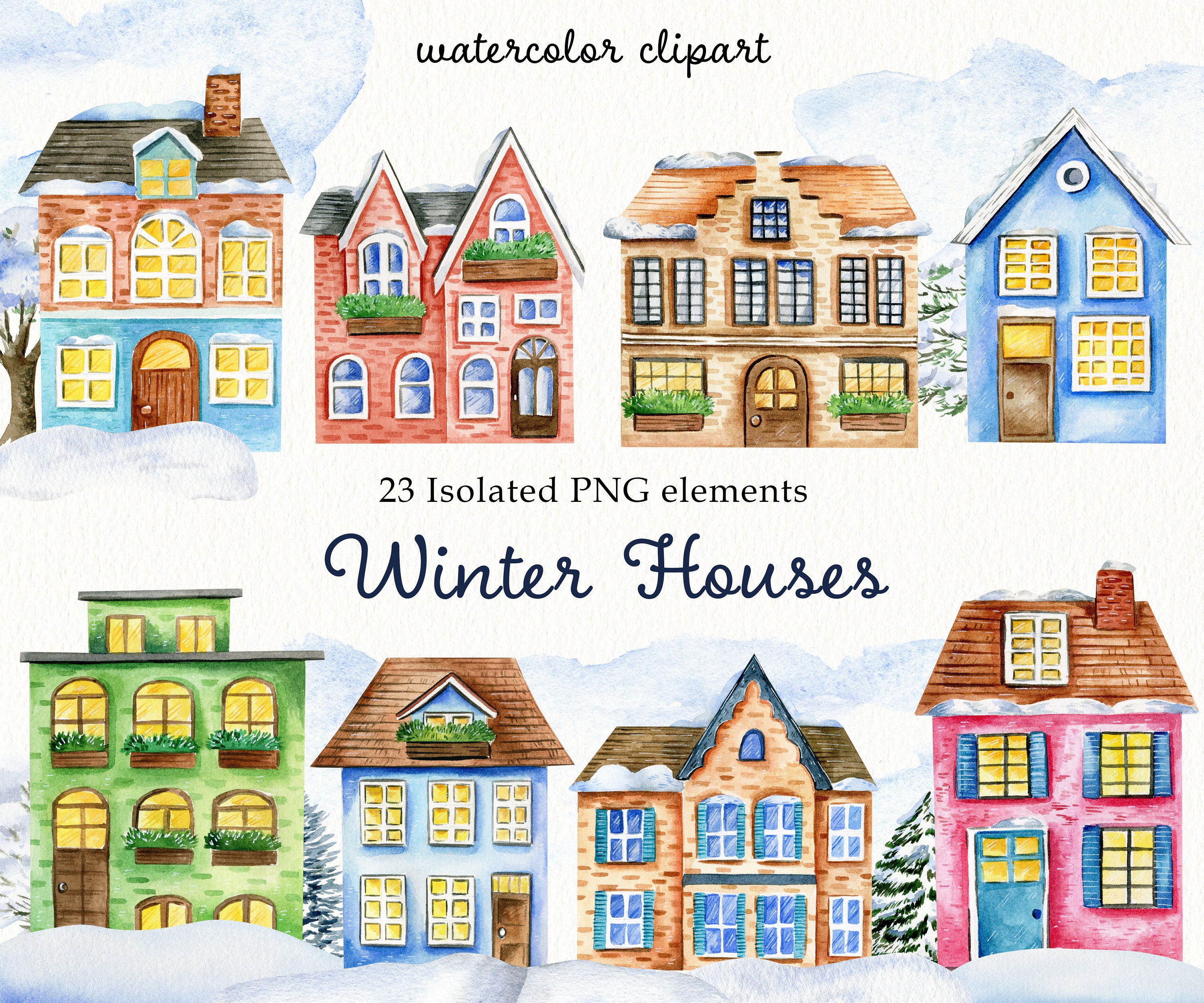 Winter Houses Clipart