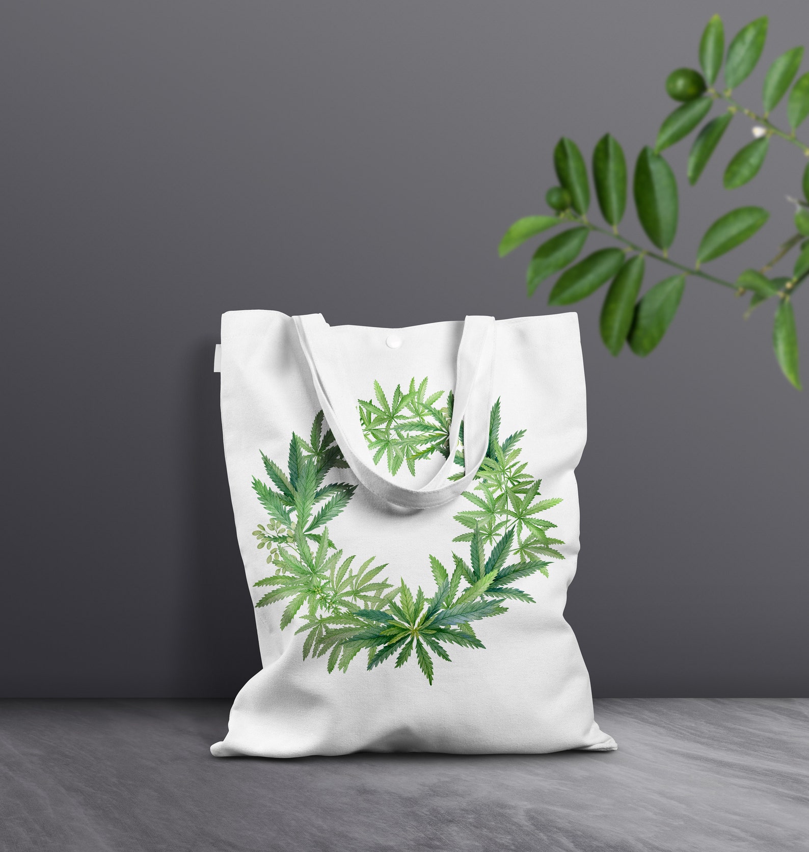 Cannabis Leaves Watercolor Wreath, Round Floral Frame Clipart. Organic ...