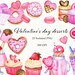 Valentine's Day Desserts Watercolor Clipart. Sweets - Etsy