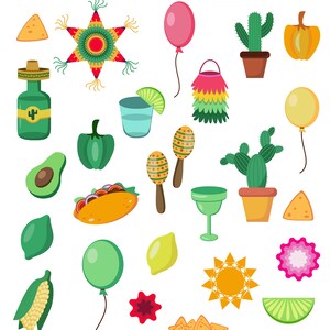 Cinco De Mayo Clipart Set. Mexican Fiesta Separated Elements. Summer ...