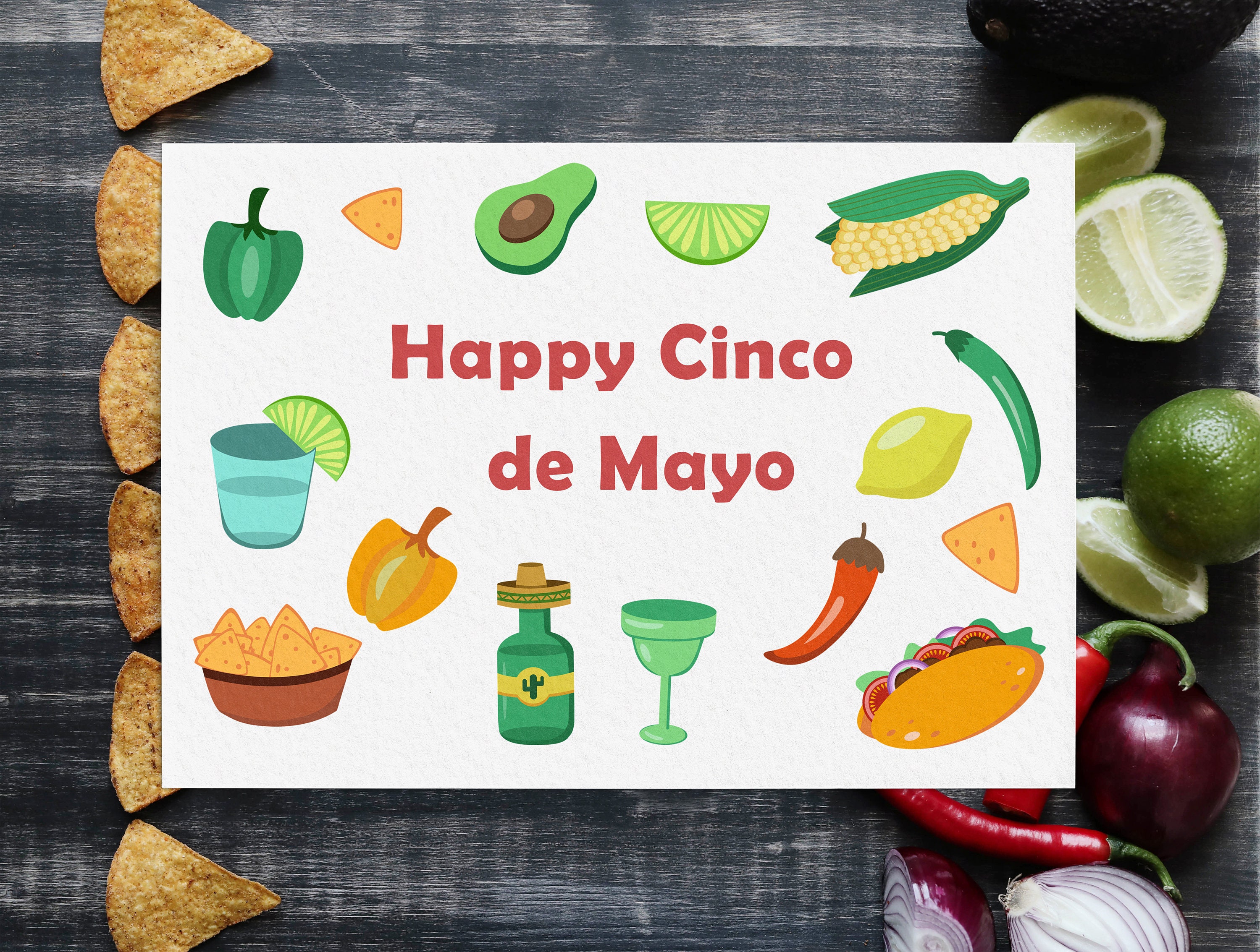 Cinco De Mayo Clipart Set. Mexican Fiesta Separated Elements. Summer ...