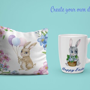 Watercolor Easter Rabbits Clipart Set. Hand Drawn Spring Clip - Etsy