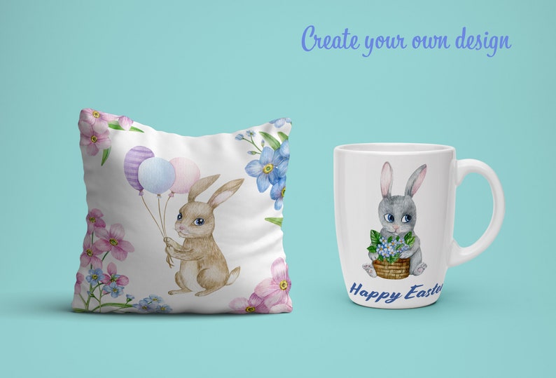 Watercolor Easter Rabbits Clipart Set. Hand Drawn Spring Clip - Etsy