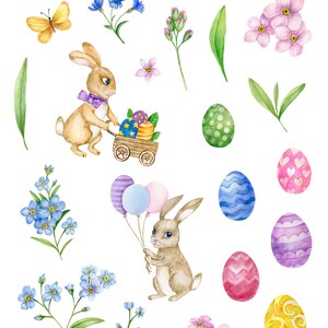 Watercolor Easter Rabbits Clipart Set. Hand Drawn Spring Clip - Etsy