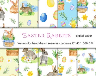 Watercolor Easter Digital Paper Pack Spring Seamless Pattern - Etsy