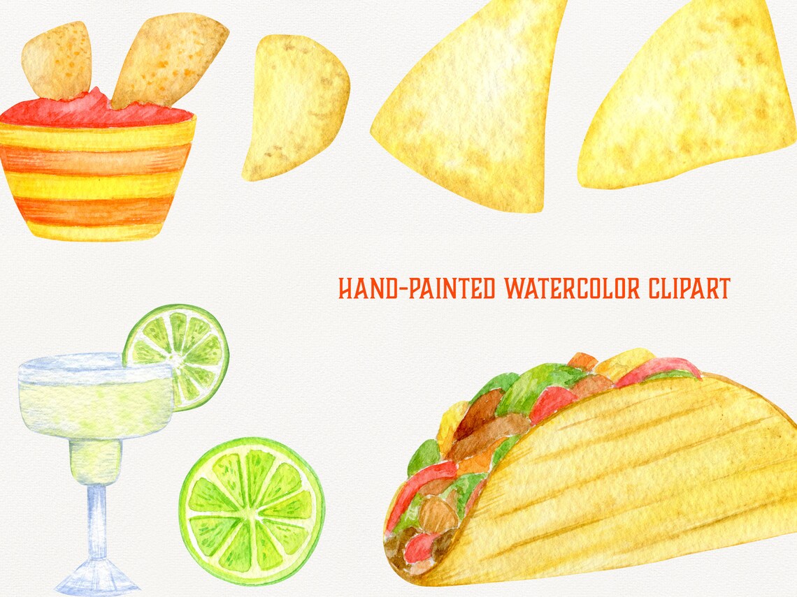 Watercolor Mexican Fiesta Clipart Set. Cinco De Mayo Summer - Etsy
