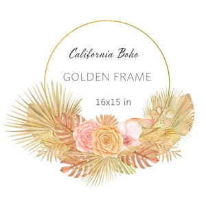 Watercolor Floral Boho Wreath Clipart. Dried Tropical Palm Leaves ...