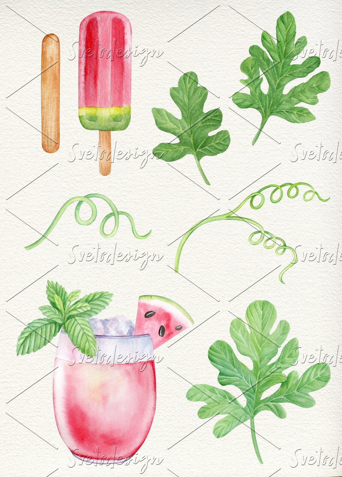 Watercolor Watermelon Clipart Set. Summer Juicy Watermelons | Etsy