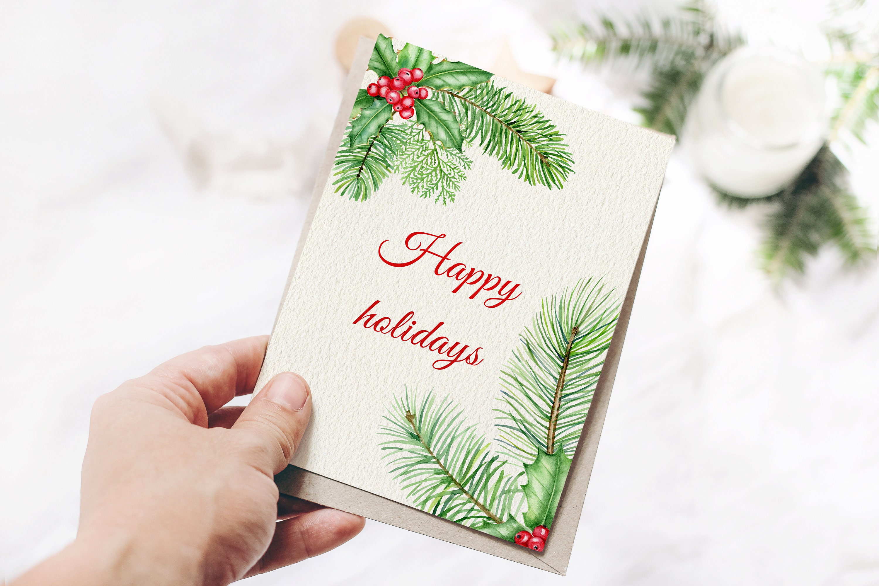 Christmas Watercolor Clipart. Winter Woodland Hand Painted Graphics ...