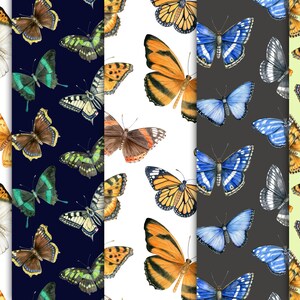 Watercolor Butterflies Digital Paper, Butterfly Pattern, Insects ...