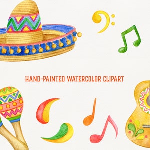 Watercolor Mexican Fiesta Clipart Set. Cinco De Mayo, Summer, Taco ...