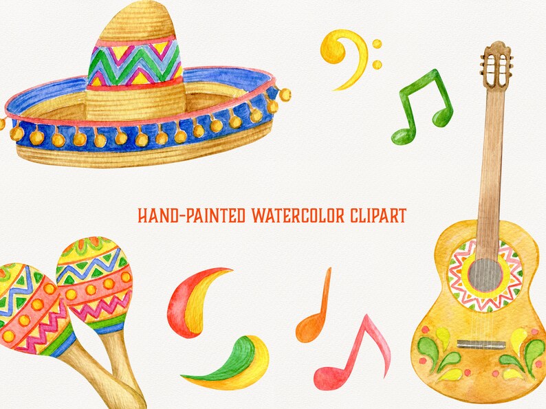 Watercolor Mexican Fiesta Clipart Set. Cinco De Mayo, Summer, Taco ...