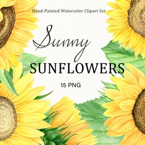 Watercolor Sunflowers Clipart Set. Summer Flowers PNG Clip - Etsy