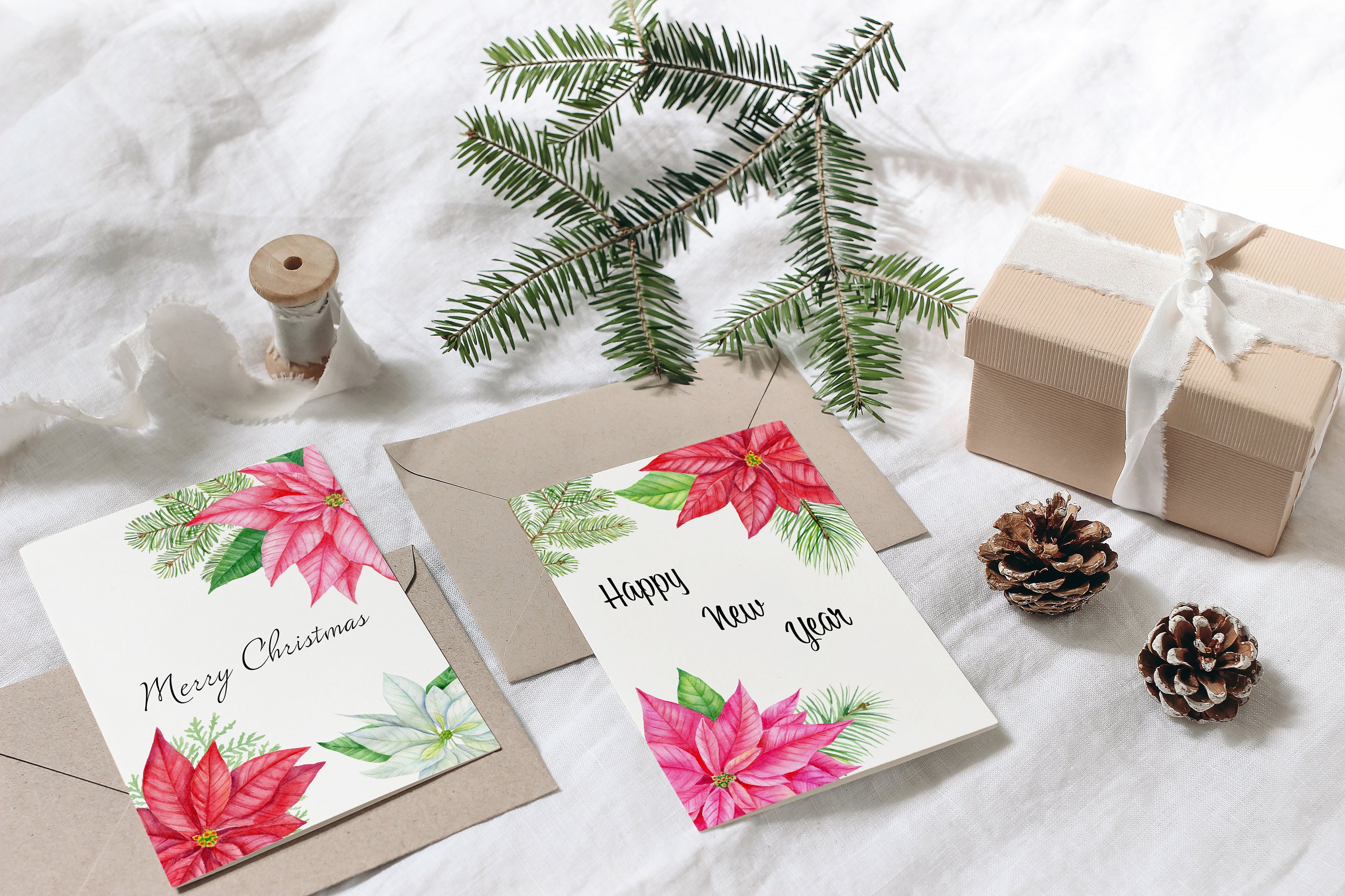 Watercolor Christmas Poinsettia Clipart. Winter Watercolor Hand Painted ...