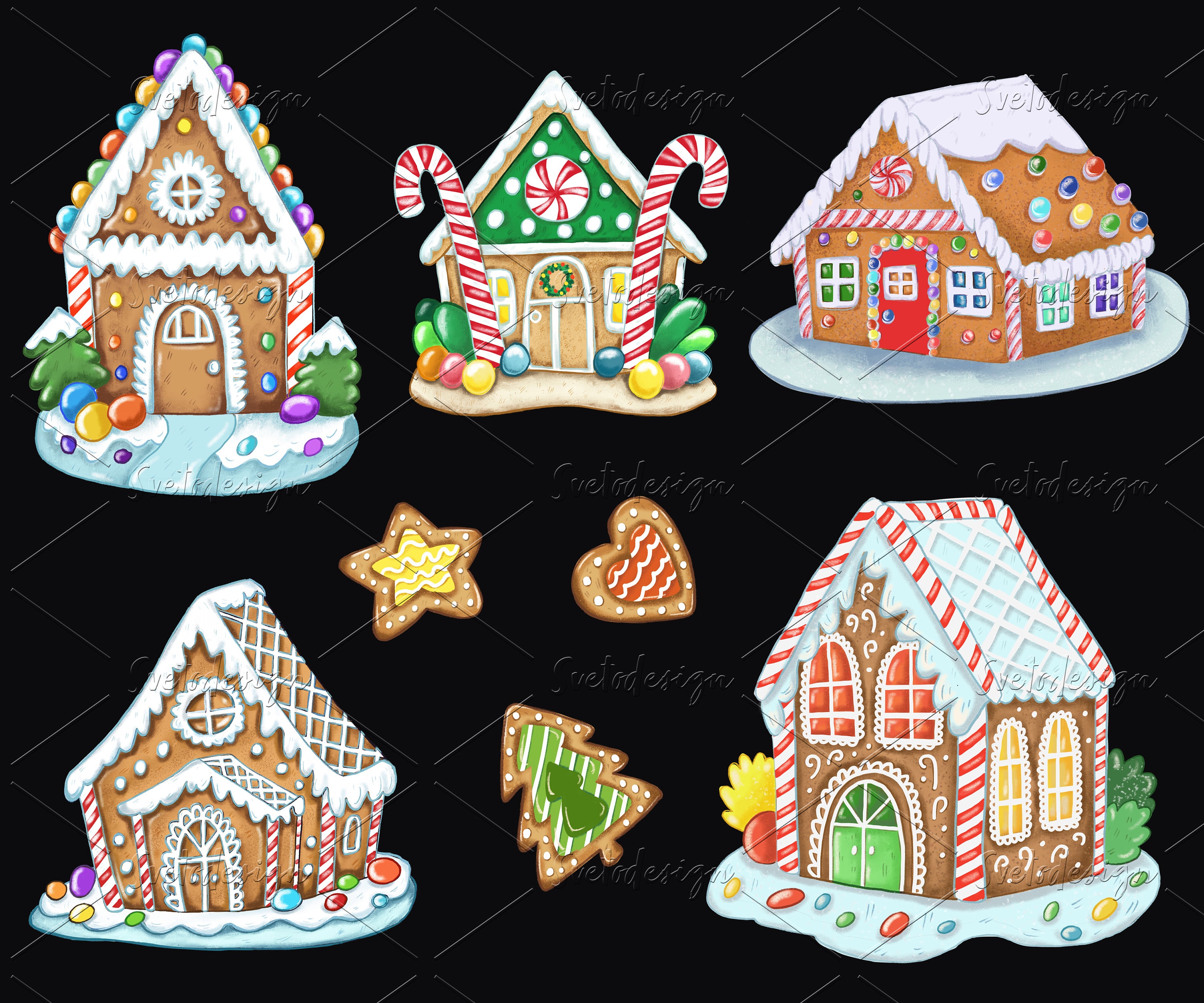 Gingerbread House Christmas Clipart Set. Winter Bakery - Etsy