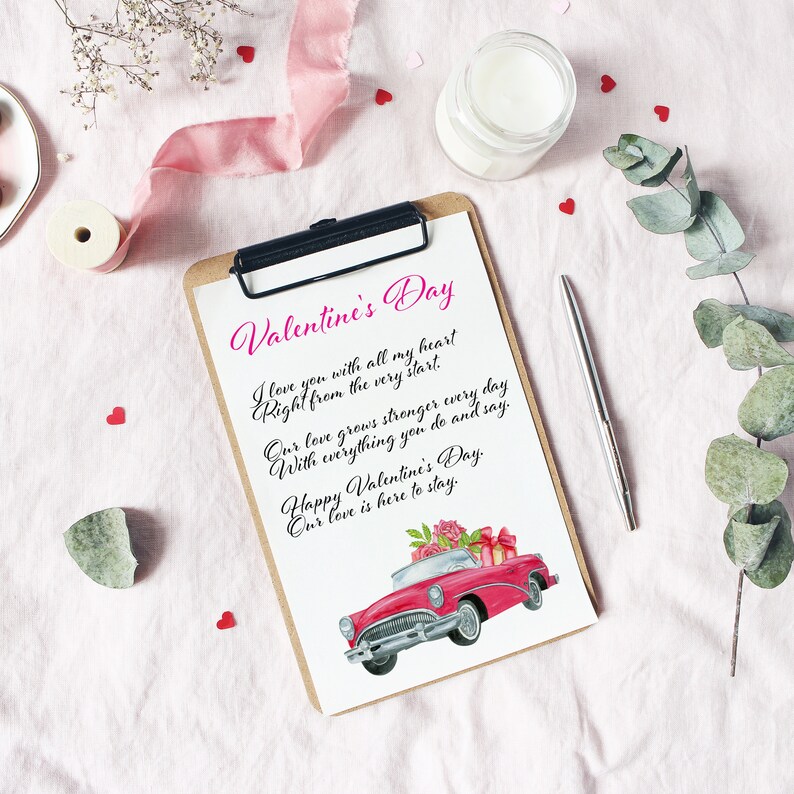 Valentine's Day Watercolor Clipart. Vintage Cars Hearts - Etsy