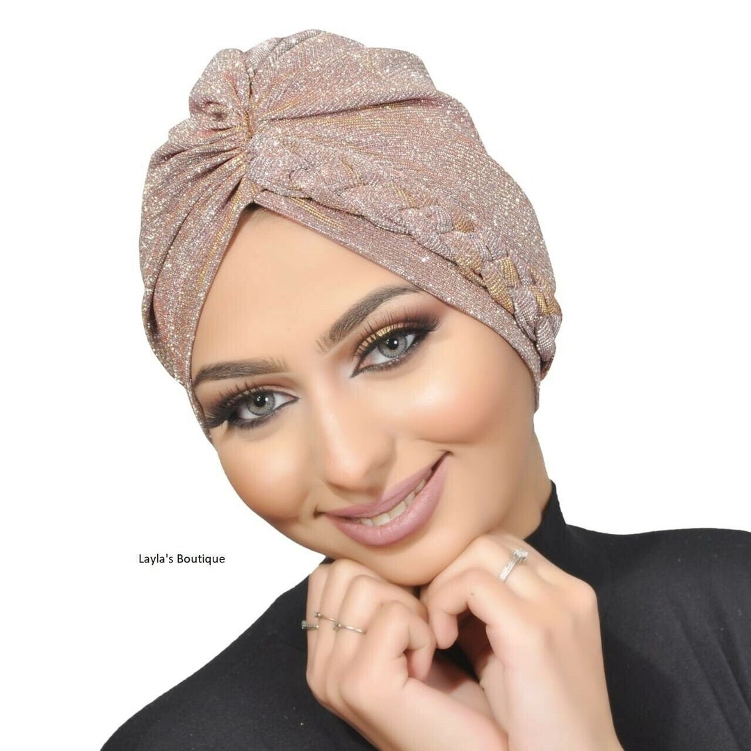 Turban Braided Glitter Fabric Turban , Sparkling Turban , Party Turban ...