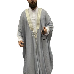 Mens Bisht Islamic Arab Dress Sheikh Imam Kaftan Cloak Bisht Abaya Eid ...