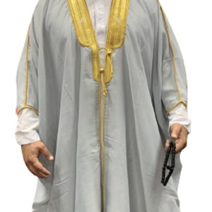Mens Bisht Islamic Arab Dress Sheikh Imam Kaftan Cloak Bisht Abaya Eid ...