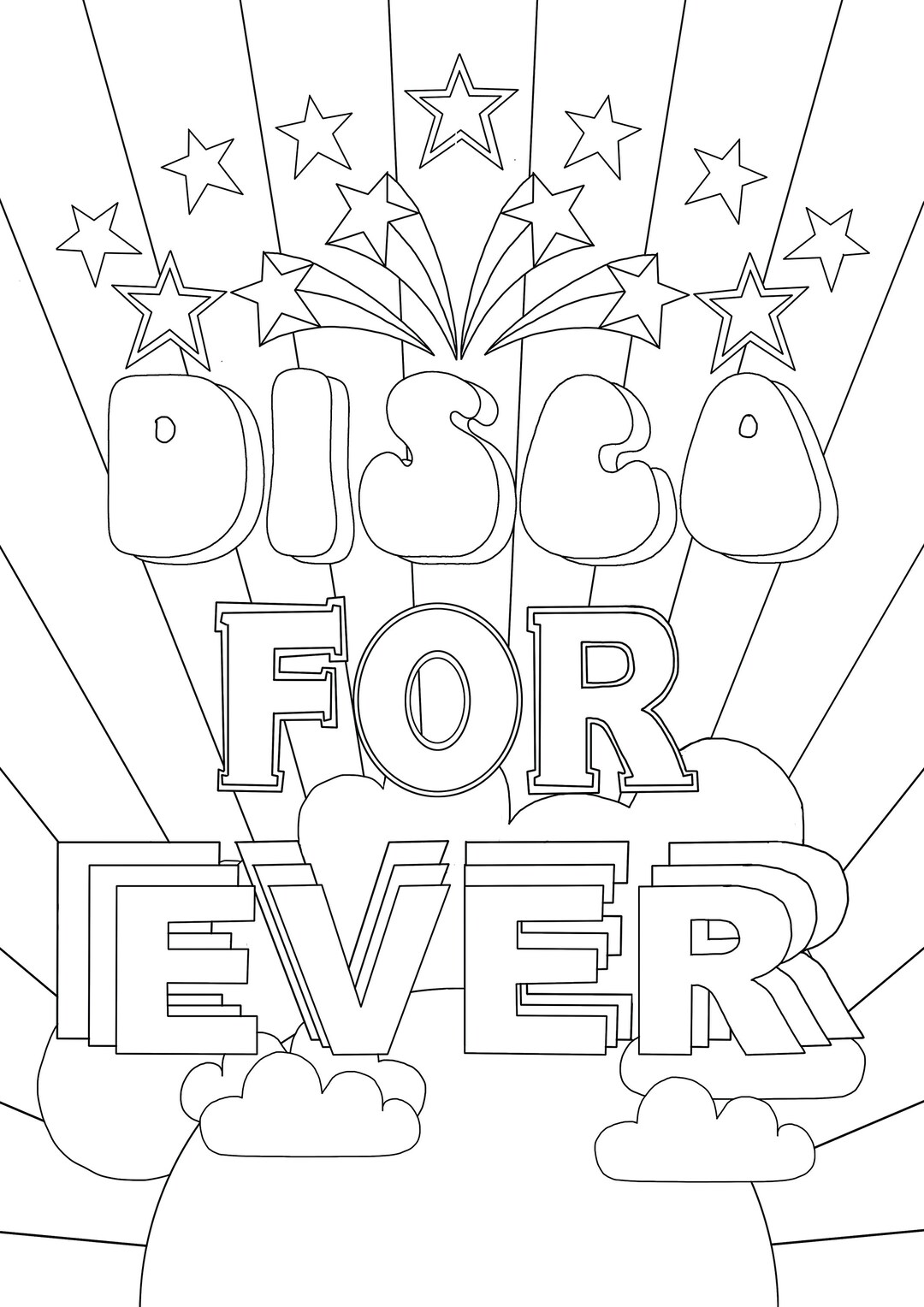 DISCO FOR EVER Inspired Colouring in Art / Quality Coloring Poster ...