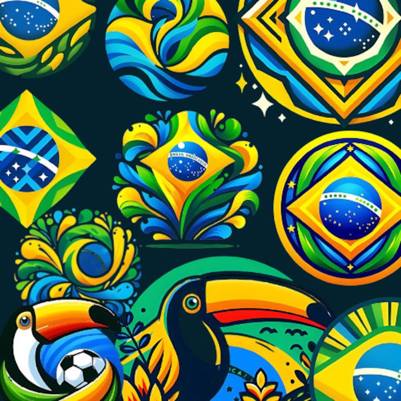Brazilian Flag Logo Theme, PNG Instant Download, - Etsy UK
