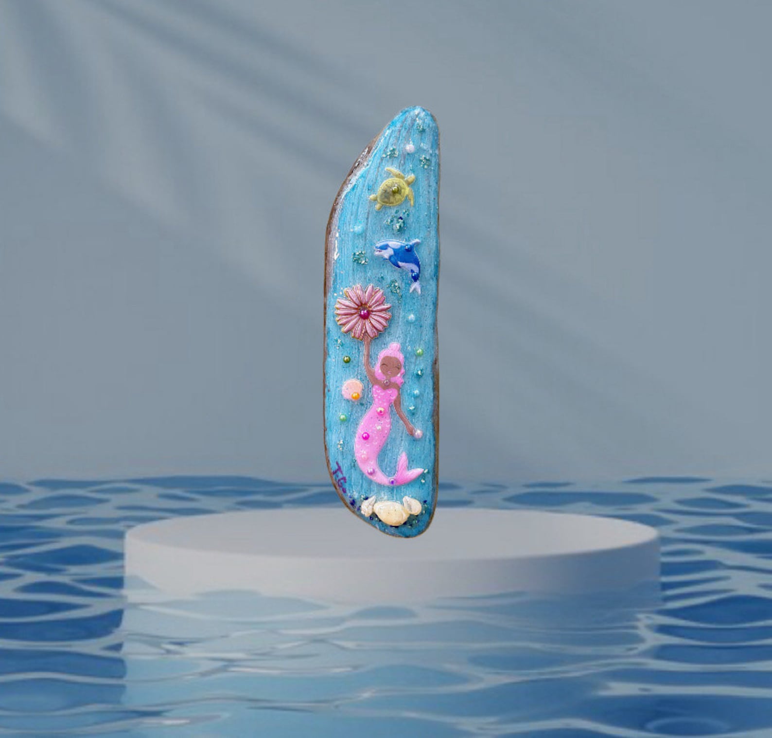 Drift Wood Hand Made Mermaid Art Decor Hanging Ornament Coastal Ocean ...