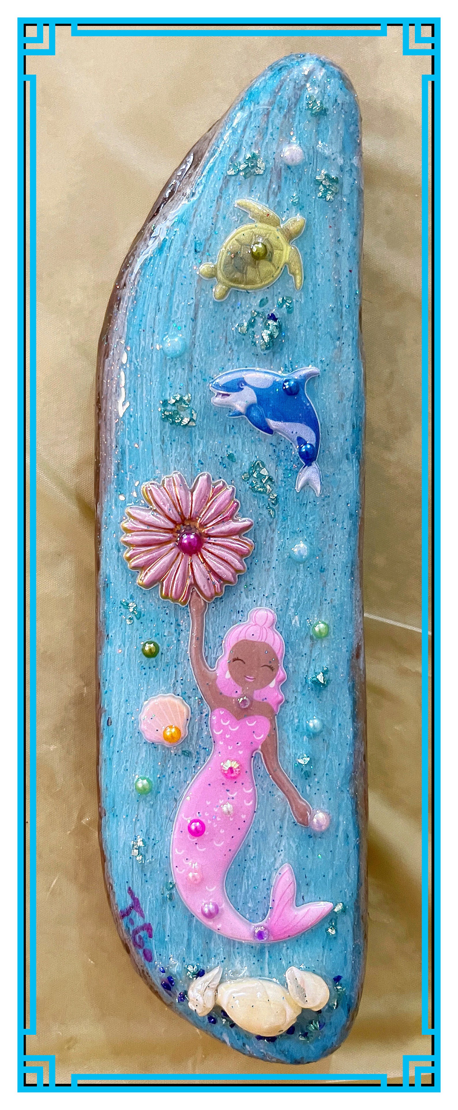 Drift Wood Hand Made Mermaid Art Decor Hanging Ornament Coastal Ocean ...