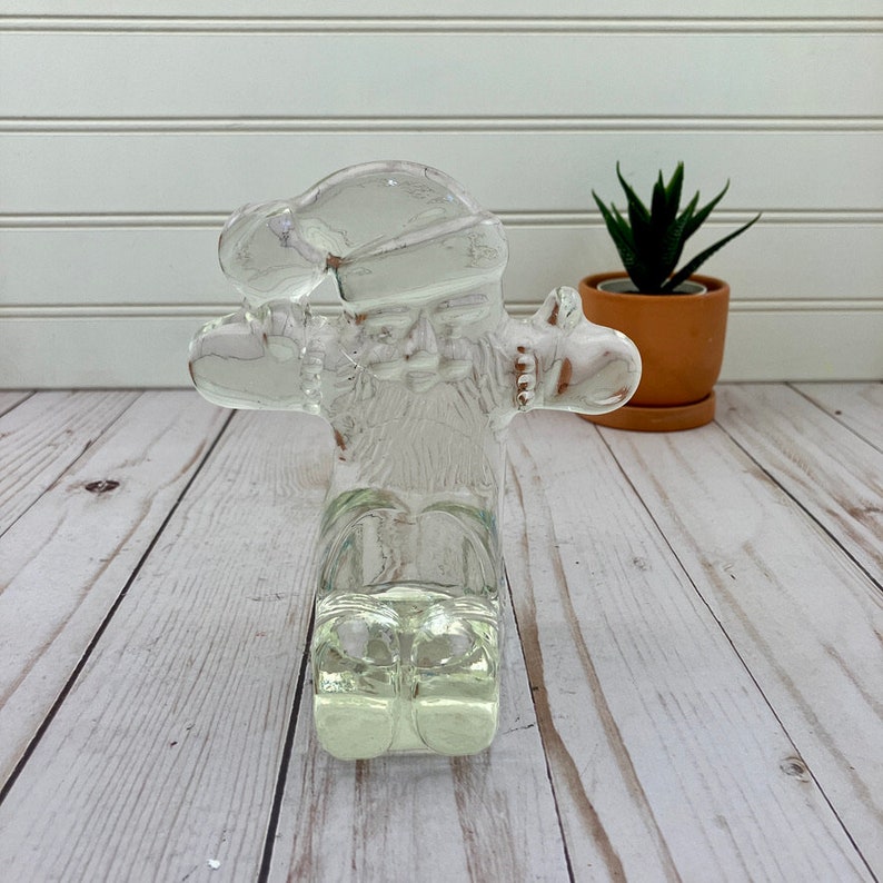 Vintage Kosta Boda Santa Claus Candle Holder Clear Art Glass Tealight ...