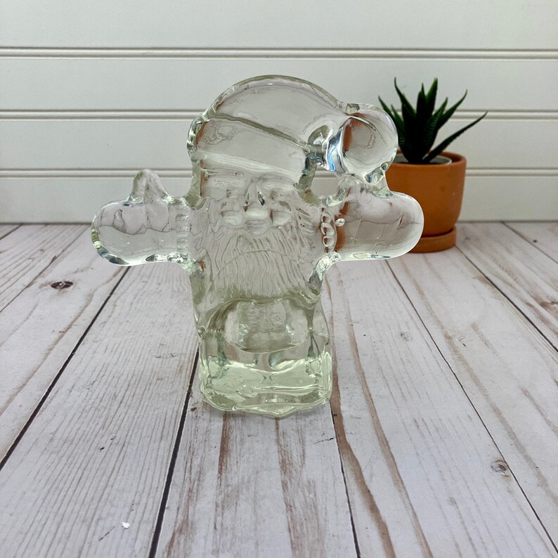 Vintage Kosta Boda Santa Claus Candle Holder Clear Art Glass Tealight ...