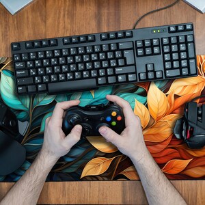 Autumn Gaming Mouse Pad – Fall Aesthetic Leaves - Large Gaming Mouse ...