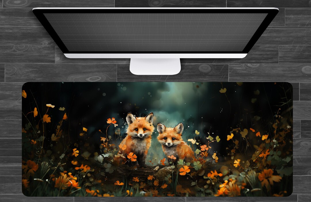 Cute Fox Gaming Mouse Pad Deep Forest Aesthetic Baby - Etsy