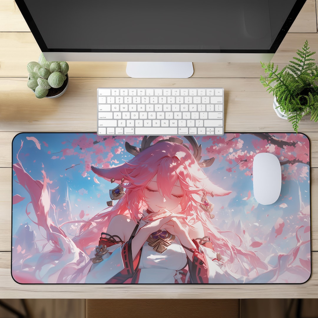 Yae Miko Genshin Impact Mouse Pad: Large Gaming Desk Mat - Etsy