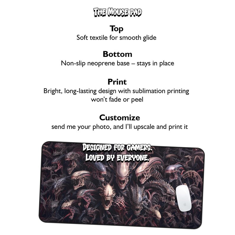 Alien Mouse Pad - Alien Desk Mat - Large Game Mouse Pad - Desk Mat ...