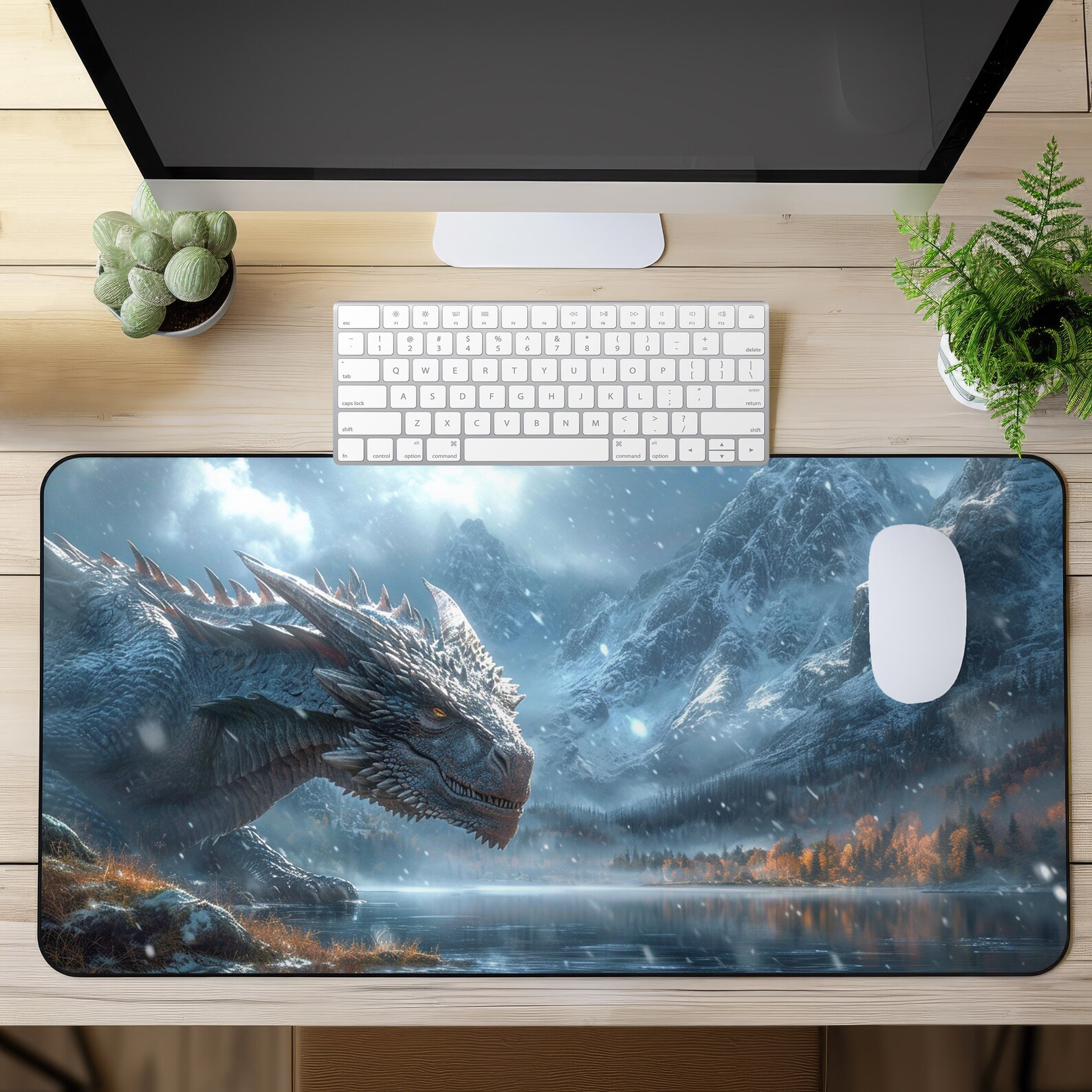 Fantasy Dragon Mouse Pad - Alduin Dragon Desk Mat - Large Gaming Mouse ...