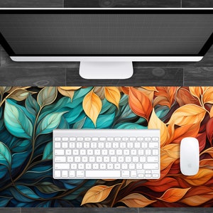 Autumn Gaming Mouse Pad – Fall Aesthetic Leaves - Large Gaming Mouse ...