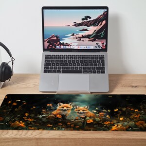 Cute Fox Gaming Mouse Pad - Deep Forest Aesthetic - Baby Animals ...