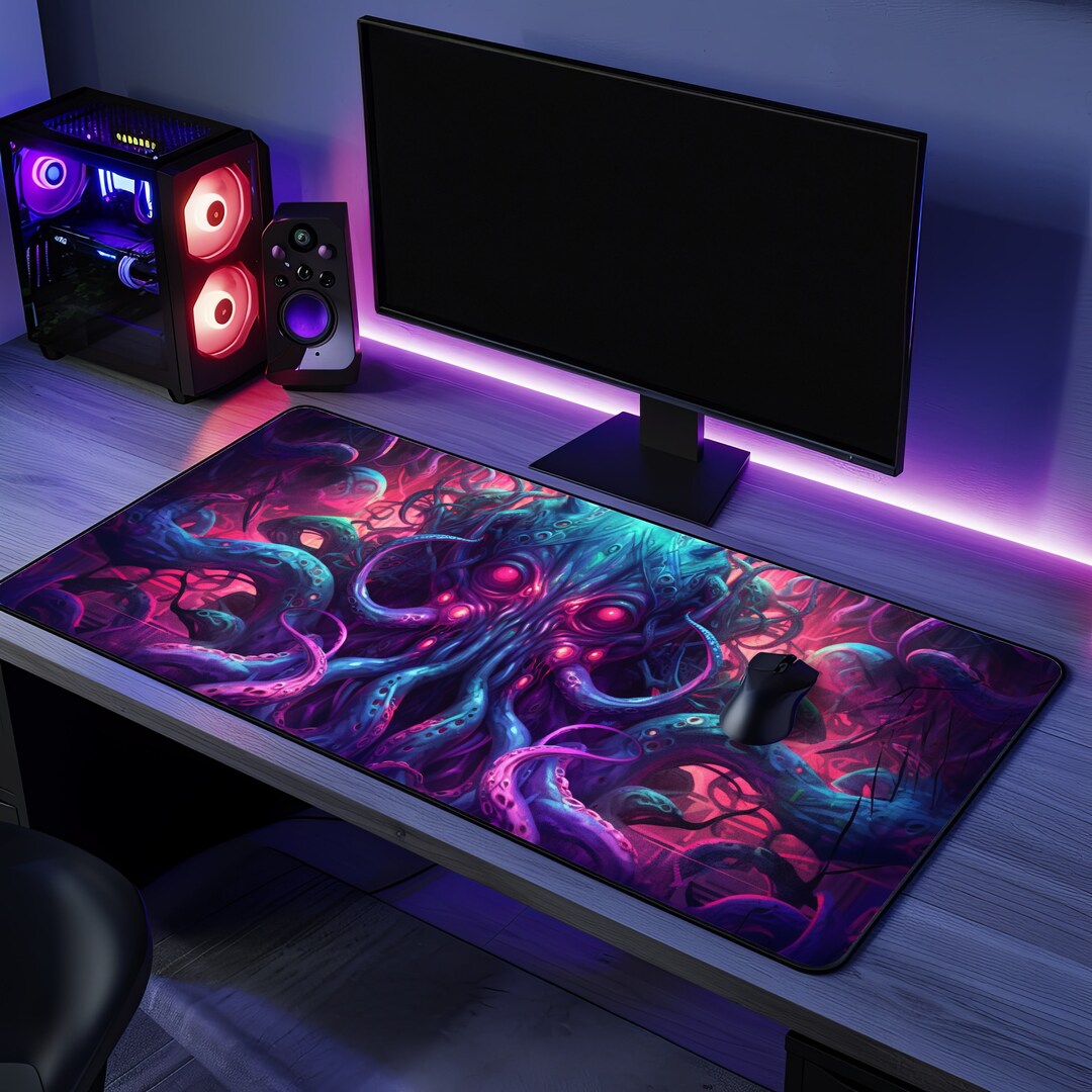 Cthulhu Gaming Mouse Pad - Cthulhu Desk Mat - Synthwave Decor - Large ...