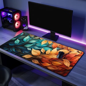 Autumn Gaming Mouse Pad – Fall Aesthetic Leaves - Large Gaming Mouse ...