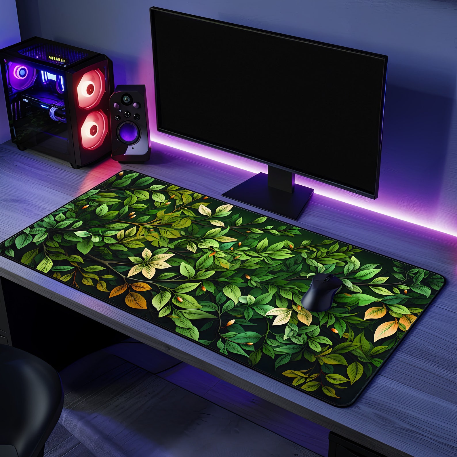 Green Leaves Gaming Mouse Pad – Large Gaming Mouse Pad - Gamer Desk Mat ...