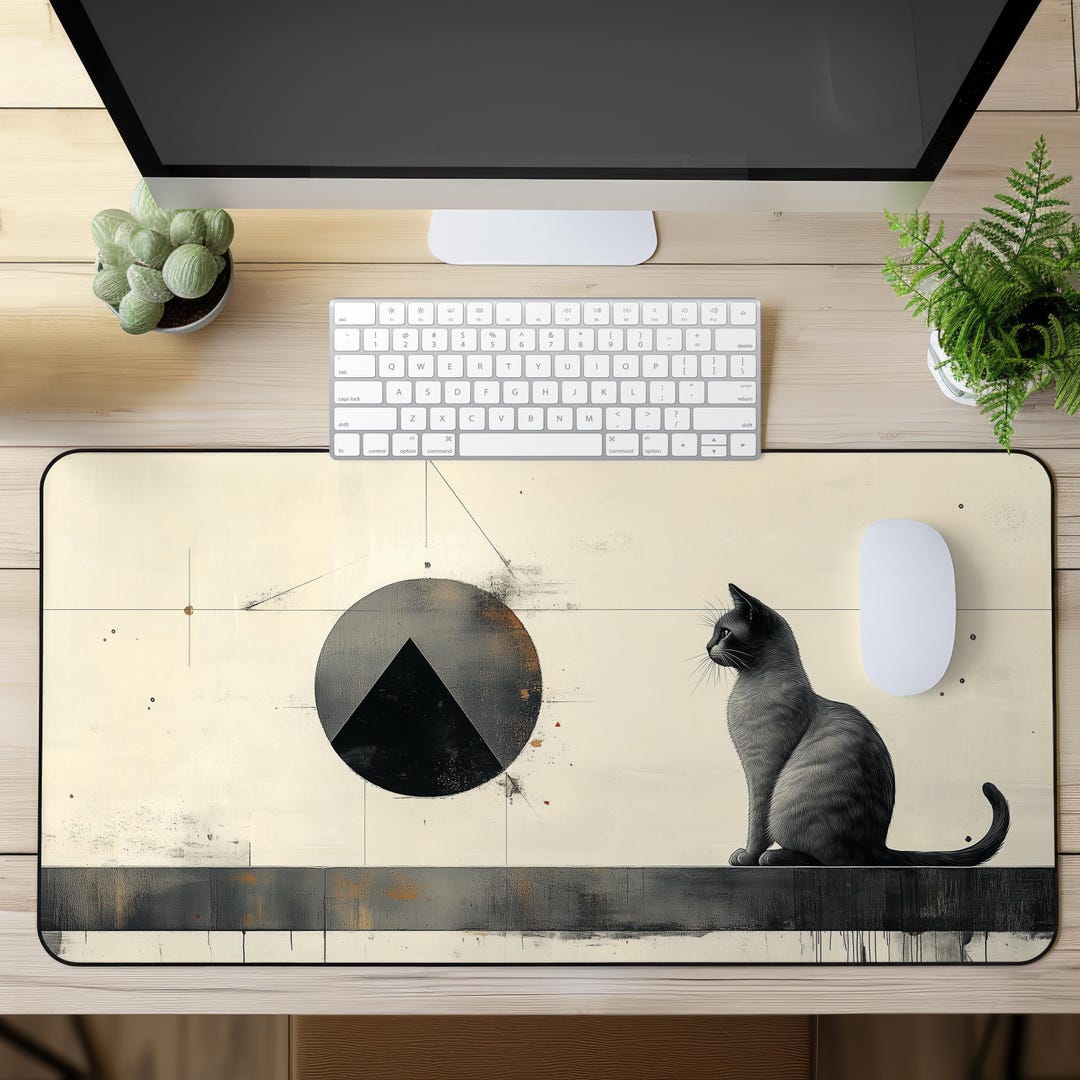 Brutalist Cat Mouse Pad: Minimalist Gaming Desk Mat - Etsy
